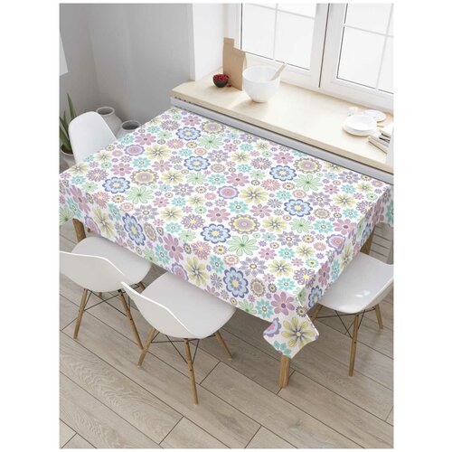 Скатерть прямоугольная JoyArty на кухонный стол "Векторный цветочный орнамент" из оксфорда, 180x145 см