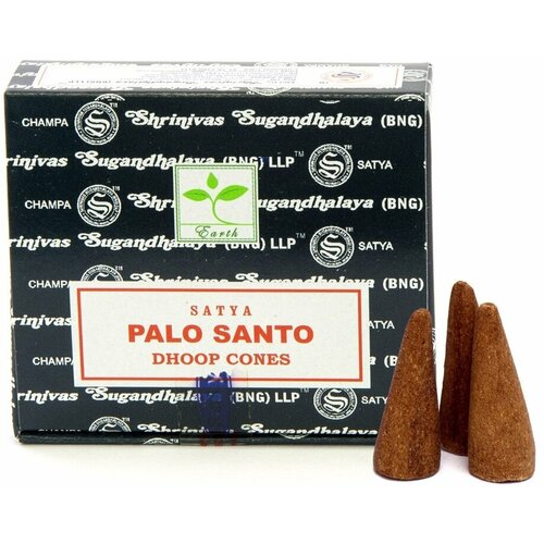 PALO SANTO CONES, Satya (пало санто конусные благовония, Сатья), уп. 12 конусов + подставка.