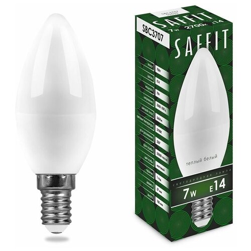 Лампа светодиодная LED 7вт E14 теплый матовая свеча | код. 55030 | FERON (8шт. в упак.)