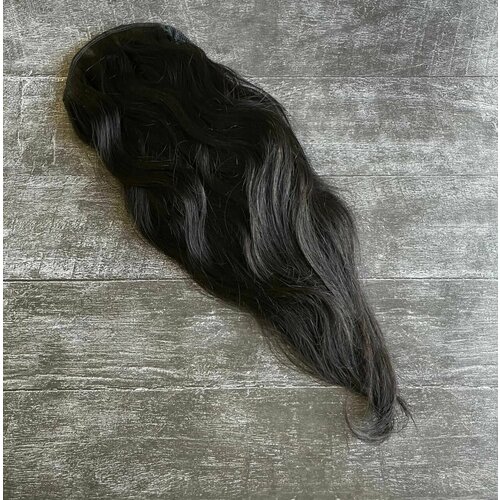 Шиньон из натуральных волос 30 см #1b