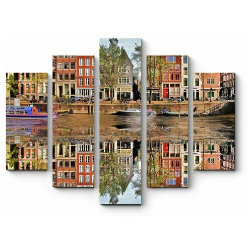 Модульная картина Зеркальная гладь канала, Амстердам 145x116