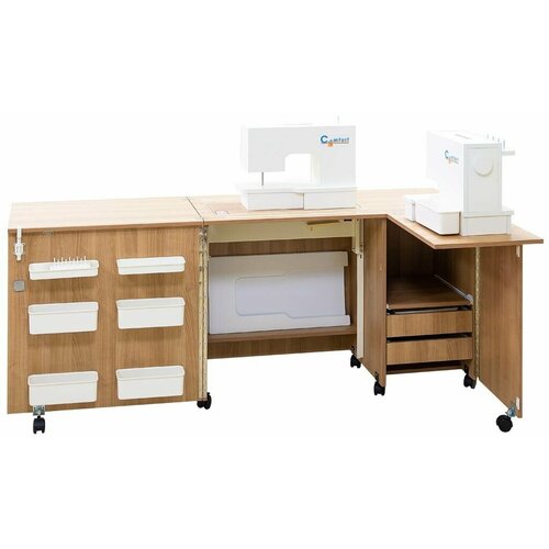 Стол для швейной машины (10-17кг) и оверлока Комфорт-5L (Белый)
