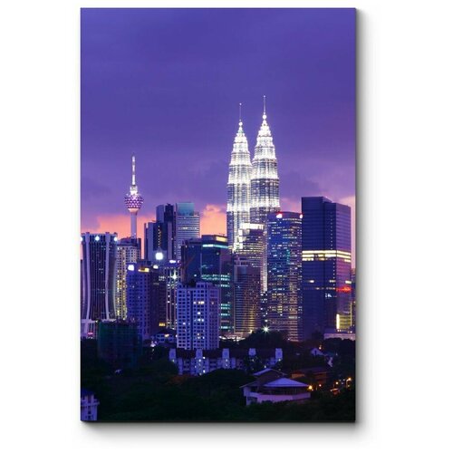 Модульная картина Сияющий в ночи Куала-Лумпур 80x120