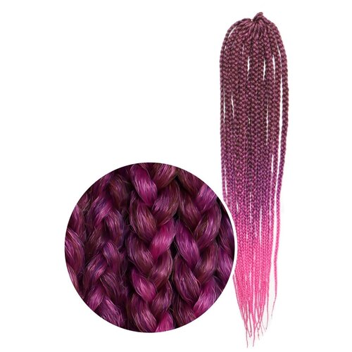 Queen Fair пряди из искусственных волос SIM-BRAIDS афрокосы трехцветные, русый/фиолетовый/розовый FR-36