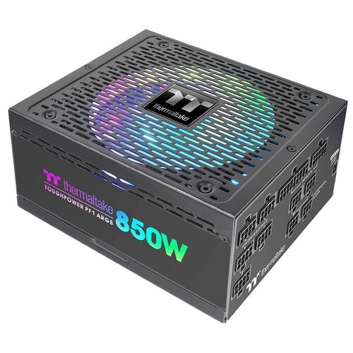 Блок питания Thermaltake ATX 850W Toughpower PF1 ARGB 80+ platinum 24+2x(4+4) pin APFC 140mm fan color LED 12xSATA Cab Manag RTL