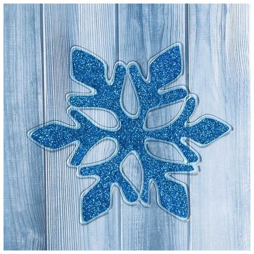 Зимнее волшебство Наклейка на стекло "Синяя снежинка" блеск 10х12 см, синий