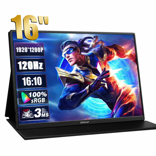 16" Портативный монитор ZEUSLAP P16 1920*1200 120Hz металлический материал, черный