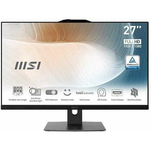 Моноблок MSI All-In-One Modern AM272P 27", HD, Anti-Glare, Non-touch, Core i7-1260P,2.1GHz,120W, M.2 1*512GB,16GB(8GB*2),802.11 AX&BT 5,2,1y, Win11Pro(MS-AF82) (9S6-AF8211-230)