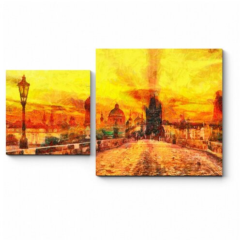 Модульная картина Первые лучи солнца над Карловым мостом, Прага 130x78
