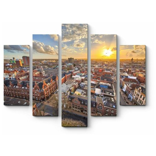 Модульная картина Чарующий Амстердам на закате. 75x60