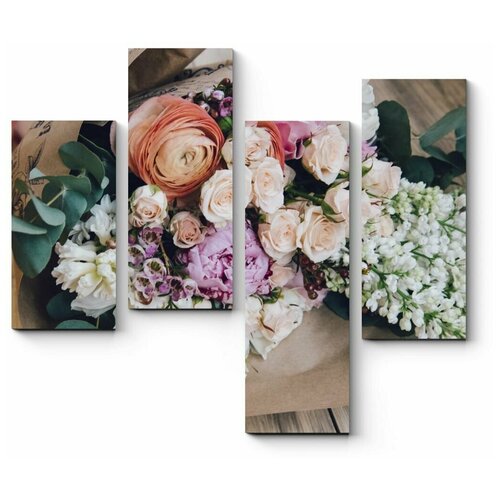 Модульная картина Весенний букет цветов64x60