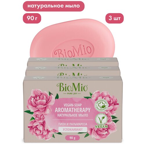 BioMio BIO-SOAP Натуральное мыло. Пион и пальмароза, 3шт по 90 г