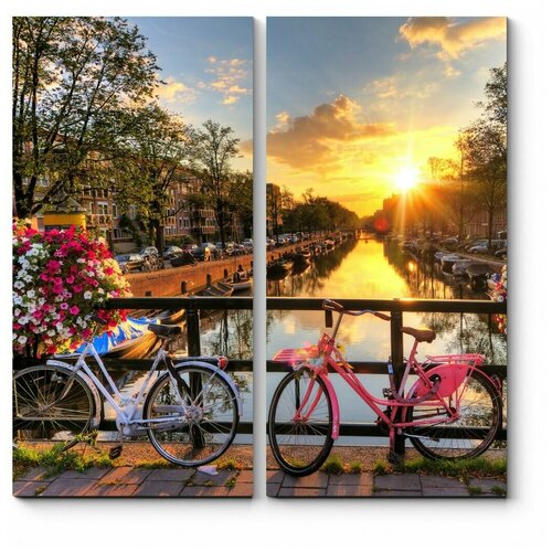 Модульная картина Прекрасный закат в Амстердаме 110x110
