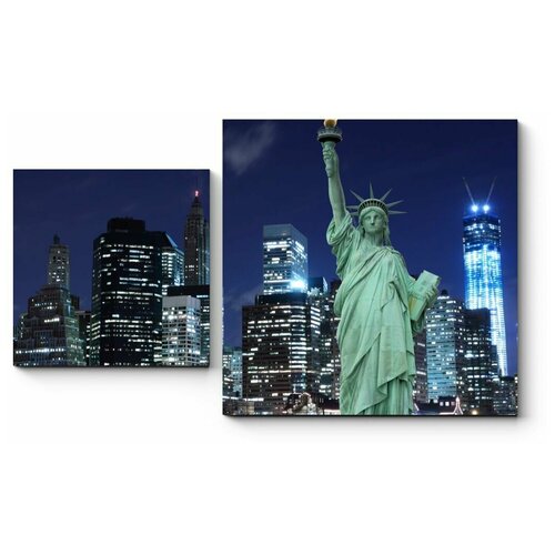 Модульная картина Статуя свободы в свете огней Манхэттена, Нью-йорк 120x72