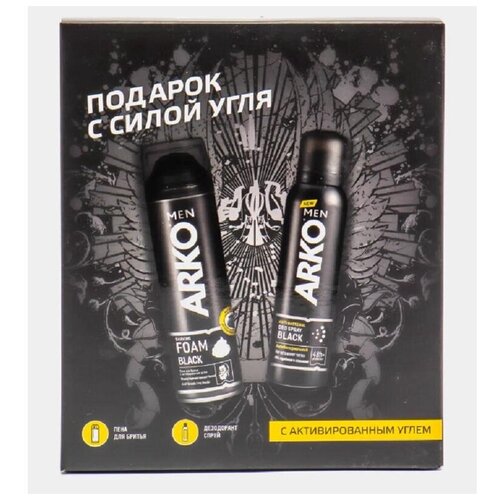 Подарочный набор ARKO пена д/бр Anti-Irritation 200мл, дезодор. Black 150 мл