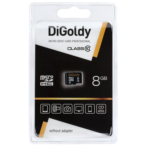Карта памяти Digoldy microSDHC 8 ГБ Class 10, V10, A1, UHS-I U1, 1 шт., черный
