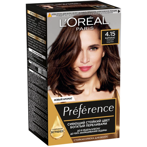 L'Oreal Paris Preference стойкая краска для волос, 4.15 Каракас