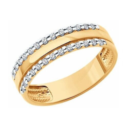 Кольцо обручальное Diamant online, золото, 585 проба, бриллиант, размер 17.5
