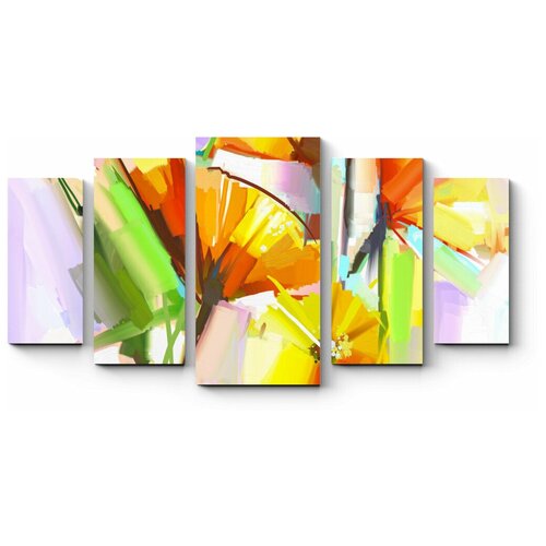 Модульная картина Цветочная импровизация в стиле импрессионизм 160x88