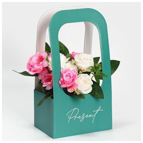 Коробка-переноска для цветов «Present», 17 × 12 × 32 см