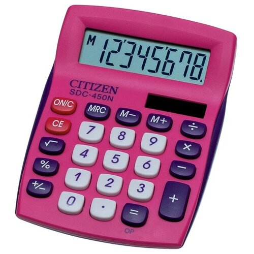 Калькулятор бухгалтерский CITIZEN SDC-450N, розовый