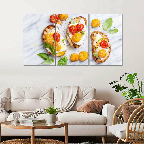 Модульная картина/Модульная картина на холсте/Модульная картина в подарок/бутерброды с томатами-sandwiches with tomatoes 90х50