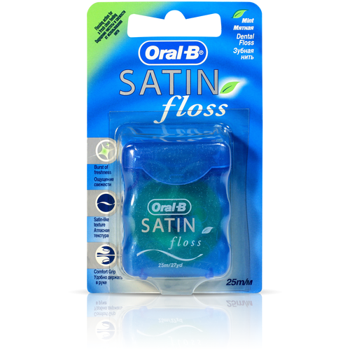 Oral-B зубная нить Satin Floss Мята, 19 г, мята, белый