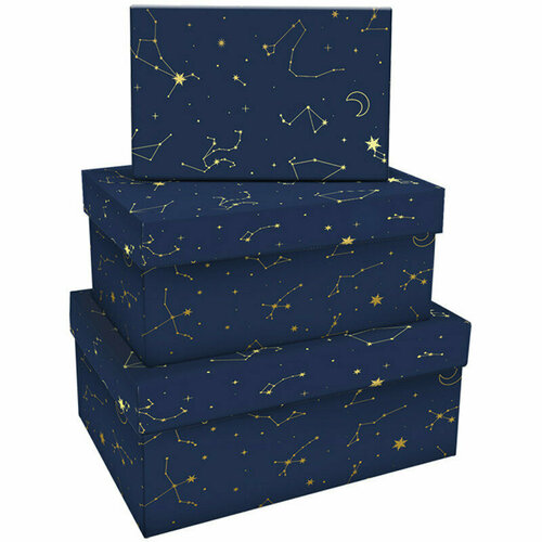 Набор прямоугольных коробок 3в1, MESHU "Golden constellation", (19*12*7,5-15*10*5см), 341892