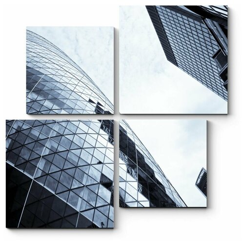 Модульная картина Серое небо Лондона в зеркале небоскреба 80x80