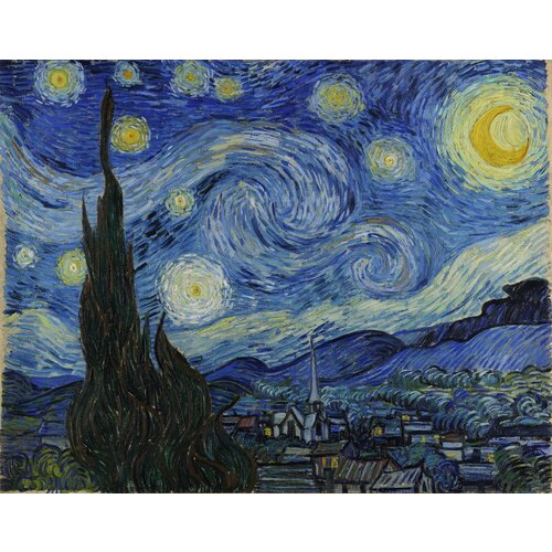 Звездная ночь картина на холсте Премиум качество Ван Гог