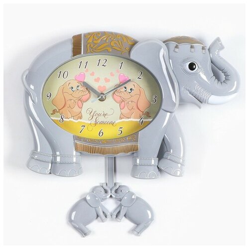 Часы настенные, серия: Детские, "Слоненок", дискретный ход, маятник, 24.5 х 36 х 5.5 см 9369565
