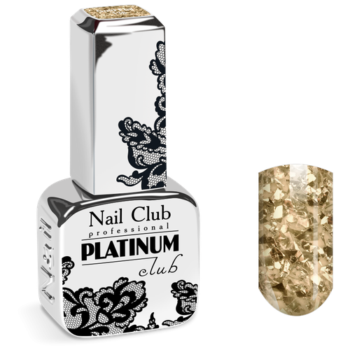 Nail Club professional Эмалевый гель-лак для ногтей с липким слоем PLATINUM CLUB № 138 Gold Foil, 13 мл.