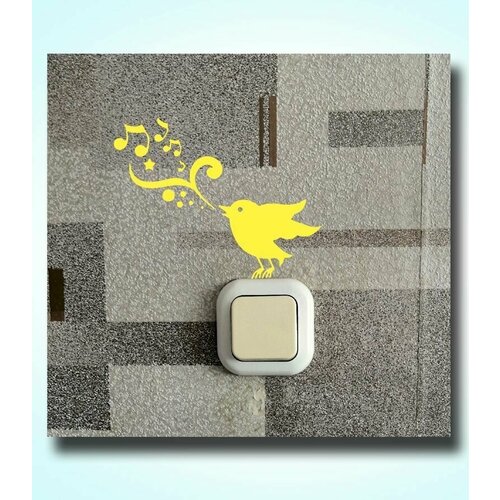 Виниловая интерьерная наклейка на выключатель/розетку (певчая птичка)