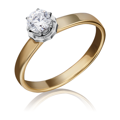 Кольцо помолвочное PLATINA, комбинированное, белое золото, 585 проба, кристаллы Swarovski, размер 18