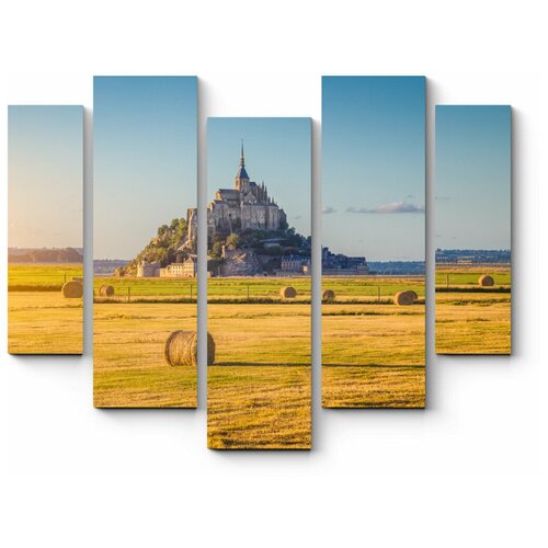 Модульная картина Неповторимый Мон-Сен-Мишель на закате, Франция 121x98