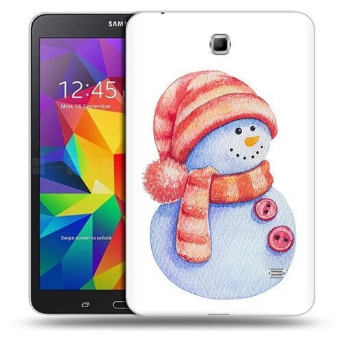 Чехол задняя-панель-накладка-бампер MyPads Веселый снеговик для Samsung Galaxy Tab 4 7.0 SM-T230/T231/T235 противоударный