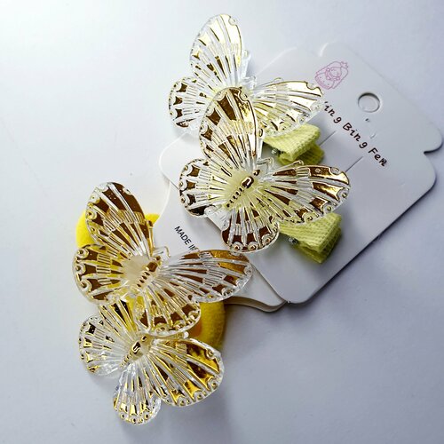 Резинки ( 2 штуки) + Уточки (2 штуки )/подарочный детский набор / резинки с бабочками /уточки с бабочками /прозрачные бабочки на заколках