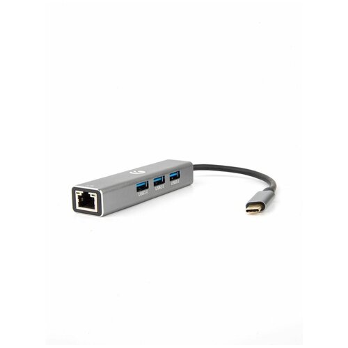 Кабель-концентратор USB 3.1 Type-Cm --> RJ-45+3port USB3.0(f) Aluminum Shell VCOM