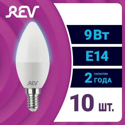 Упаковка светодиодных ламп 10 шт. REV 62045 1, C37, Е14, 9Вт, 6500 К