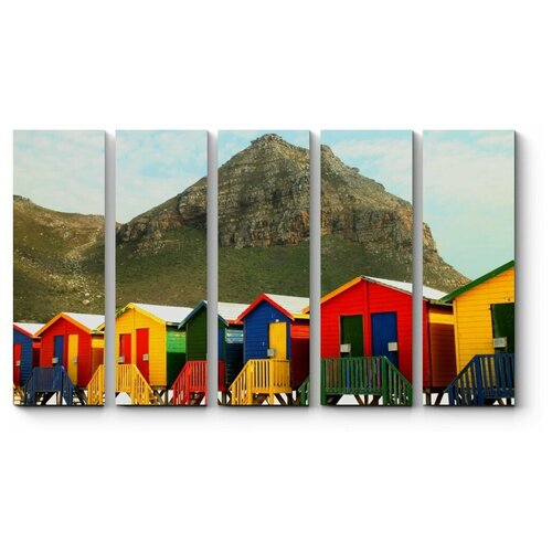 Модульная картина Яркие пляжные домики150x90