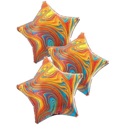 Набор воздушных шаров Anagram звёзды Мрамор, Многоцветный, 46 см, 3 шт