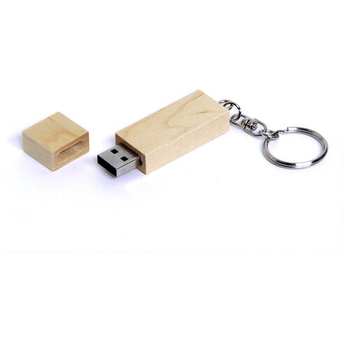 Прямоугольная деревянная флешка Woody с магнитным колпачком (8 Гб / GB USB 2.0 Белый/White Wood2 Flash drive VF-648)