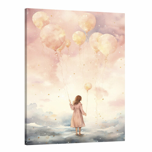 Интерьерная картина 50х70 "Девочка с шариками"