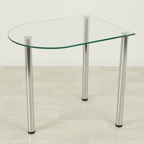 Стеклянный стол обеденный прозрачный/хром Приставной (бесцветный) KiraKlein VЭ01(2) (900х600х750)