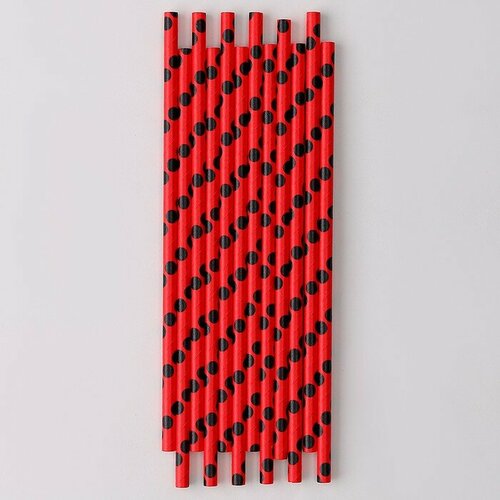 Страна Карнавалия Трубочки для коктейля «Горох», набор 12 шт, цвет красный