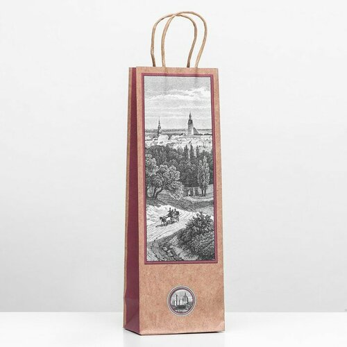 АРТ дизайн Пакет подарочный под бутылку «Ретро бордо» 12 х 36 х 8,5 см