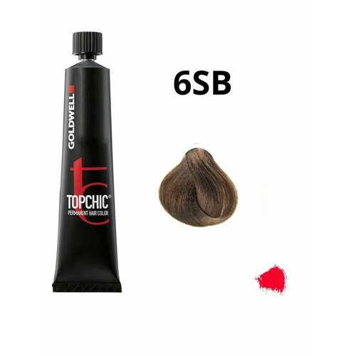 Goldwell TOPCHIC TUBA 6-SB, Cтойкая крем-краска для волос, Серебристо-коричневый, 60мл