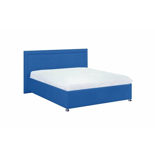 Односпальная кровать Нью-Йорк 90x200 основание металлическое с ламелями велюр синий без ножек
