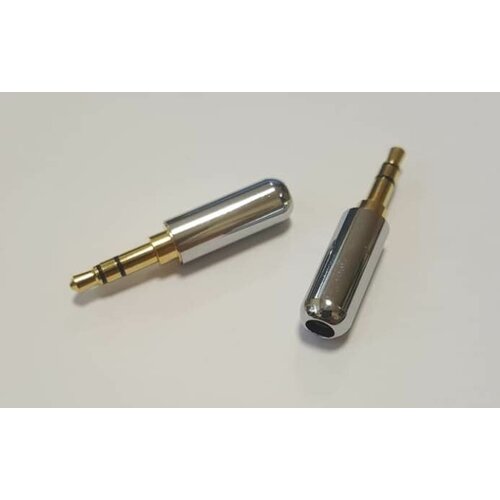 2 шт, МиниДжек, mini jack 3.5 mm (M), стерео, металл, контакты GOLD PIN. Штекер на кабель под пайку