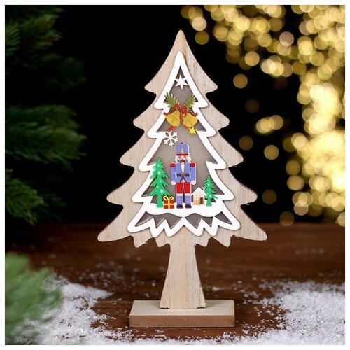 Новогодний декор с подсветкой Ёлка и щелкунчик 13 x 4,5 x 22 см